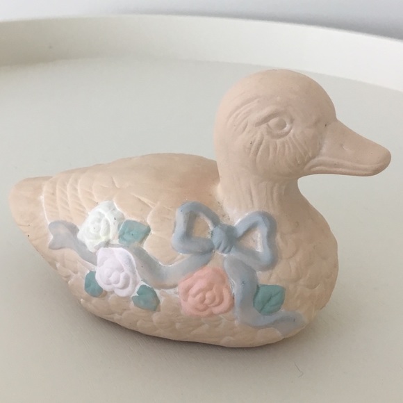 Vintage | Art | Vintage Ceramic Pastel Blue Bow Floral Decorative Goose ...